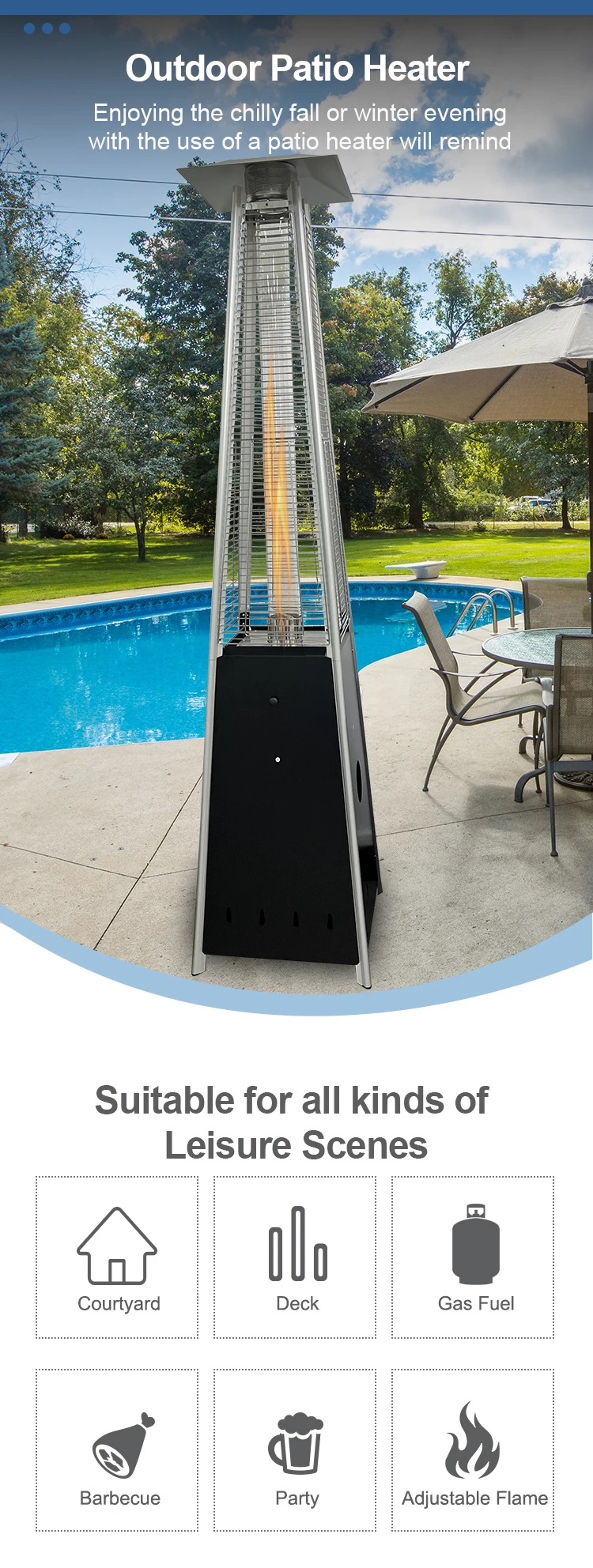 High Quality Hotel Outdoor Gas Patio Heater - Buy Hotel Portable Tower ...