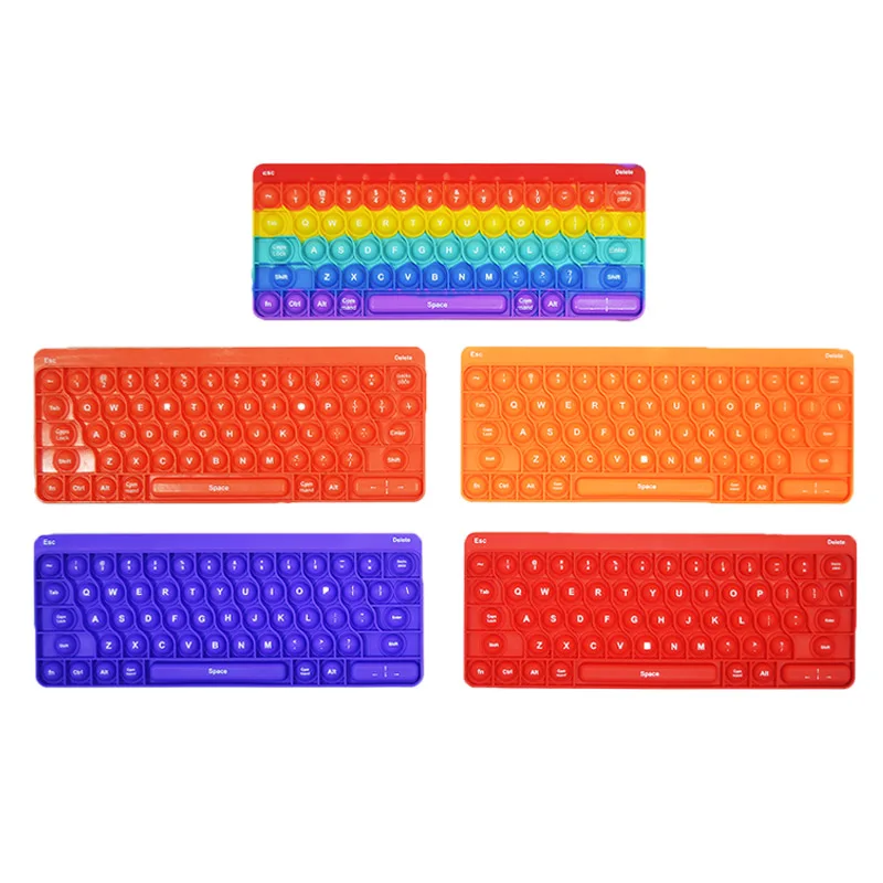 Keyboard Pop Fidget Toys Silicone Alphabet Printed Rainbow New Bubble ...