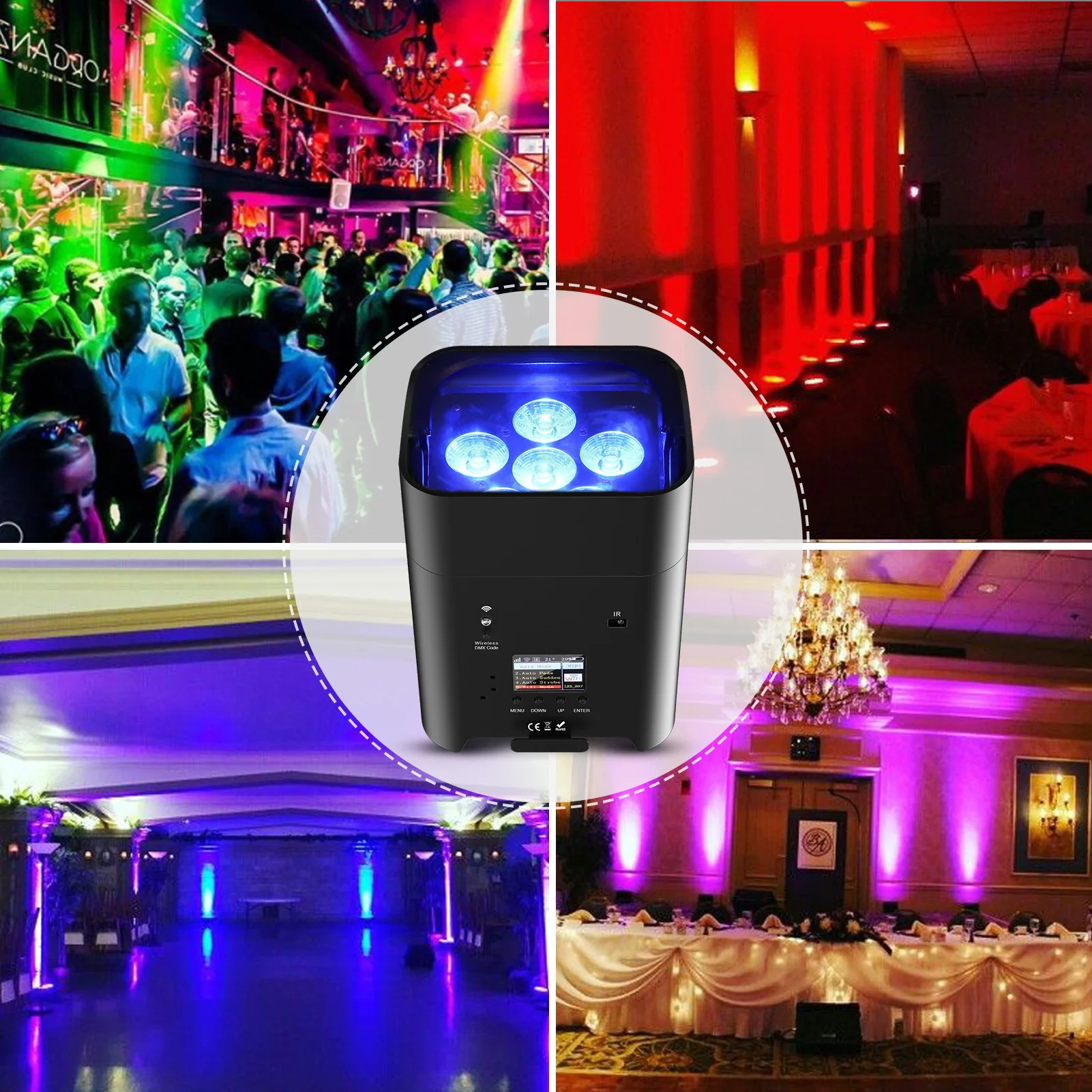 Battery Wireless Uplights Par 6x18w Rgbwauv 6in1 Dj Par Light Ir Remote ...