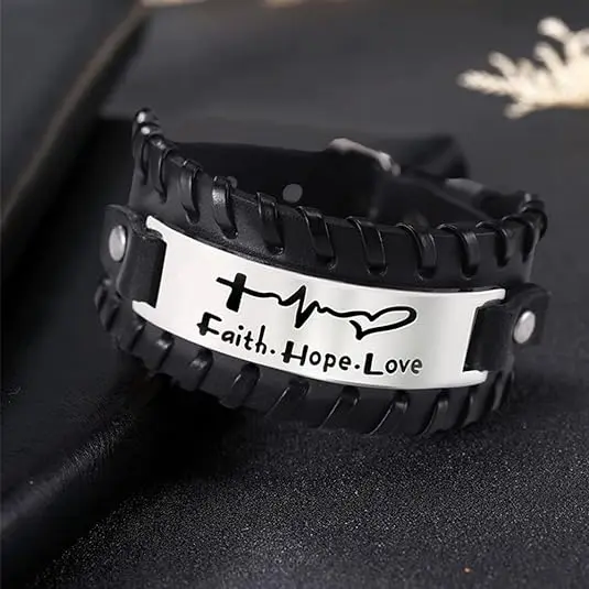 Religious Christian Leather Bracelet - Bible Verse Leather Cuff ...