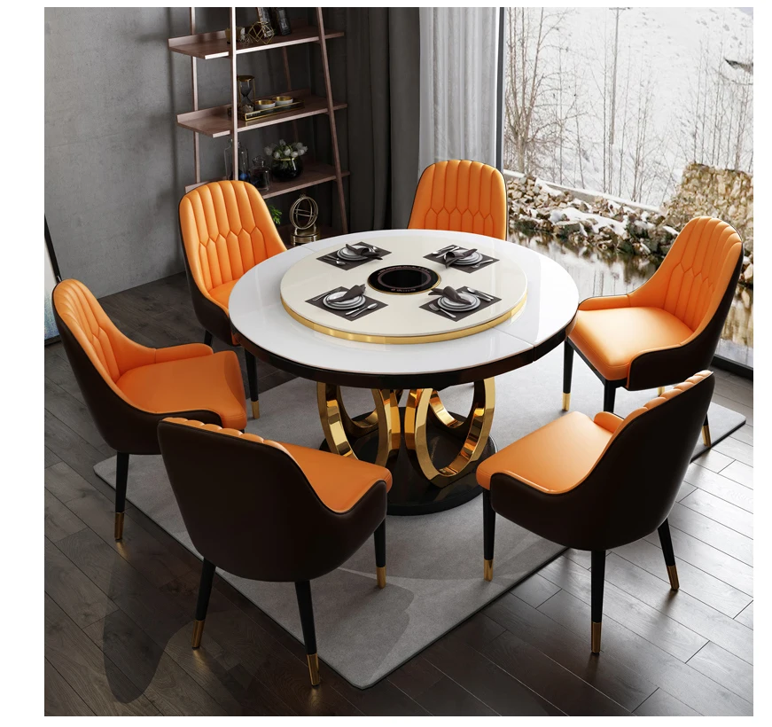 Retractable Turntable Dining Room Design Modern Stainless Steel Base ...