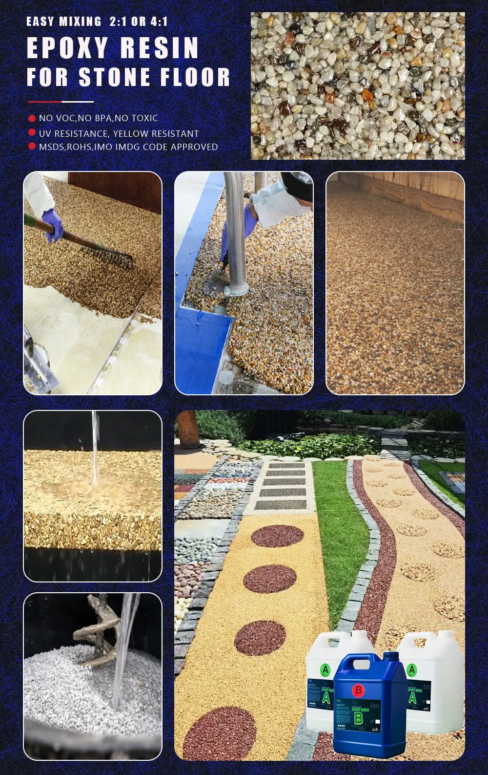 Premium Epoxy Resin for Stone Floor Coating & Driveway Paving