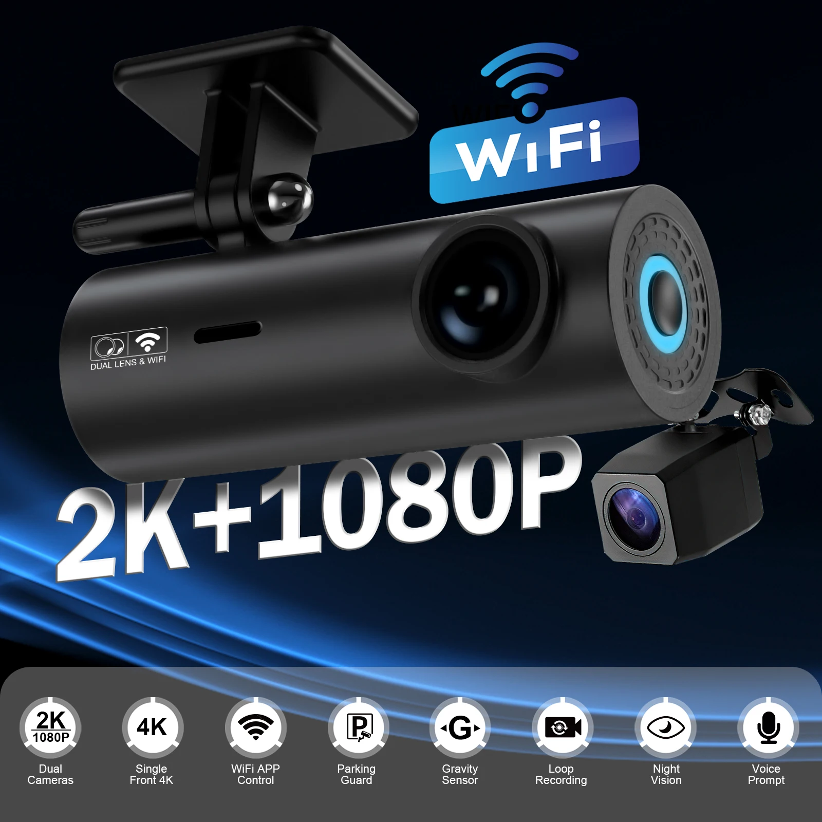 Best Seller Dual Lens Dash Cam Parking Monitor Built in WiFi Car ...