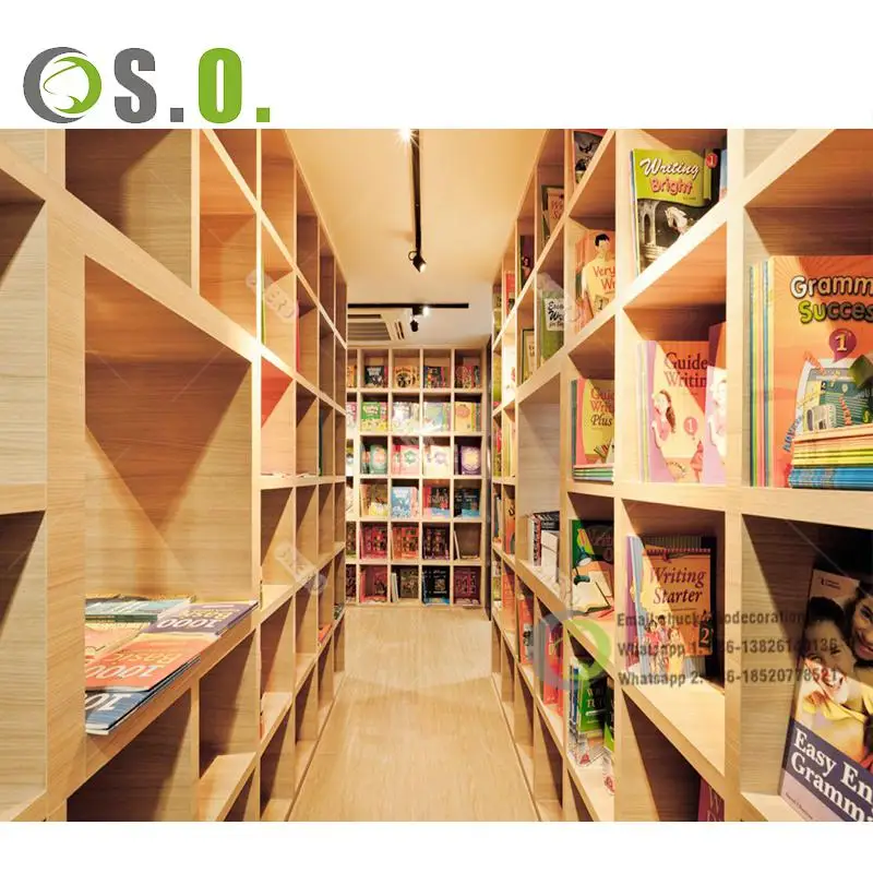 Custom Modern Book Shelf Design Wooden Display Wood Library Bookshelves ...