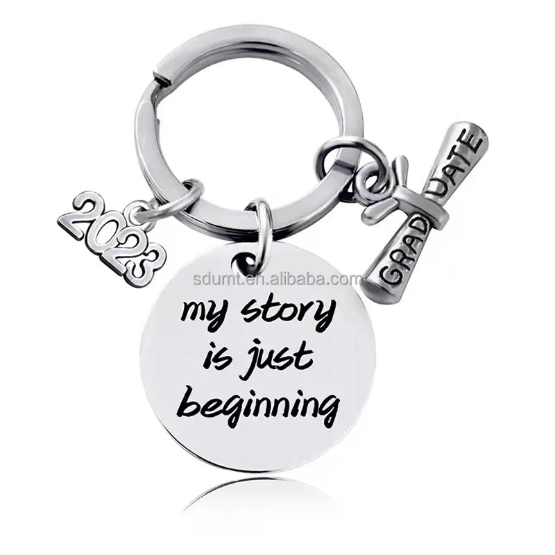 Silver Graduation Gifts Keychains Class Of 2023 Round Inspirational ...