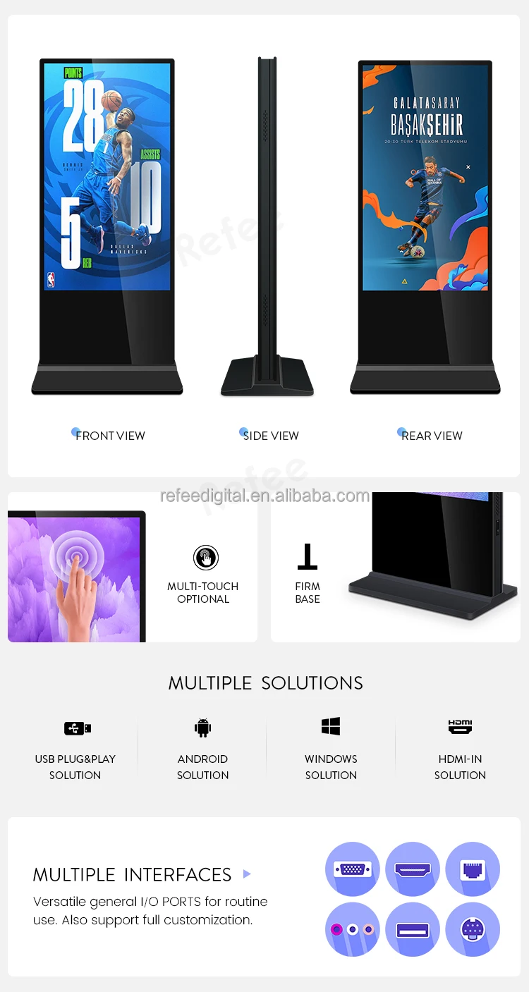 4K Dual Screens Totem Android Floor Stand Touch Screen Kiosk