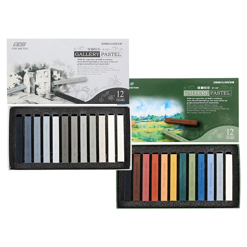 Taiwan Simbalion 12 Color Pastel Compressed Charcoal Grey Sketch Stick ...