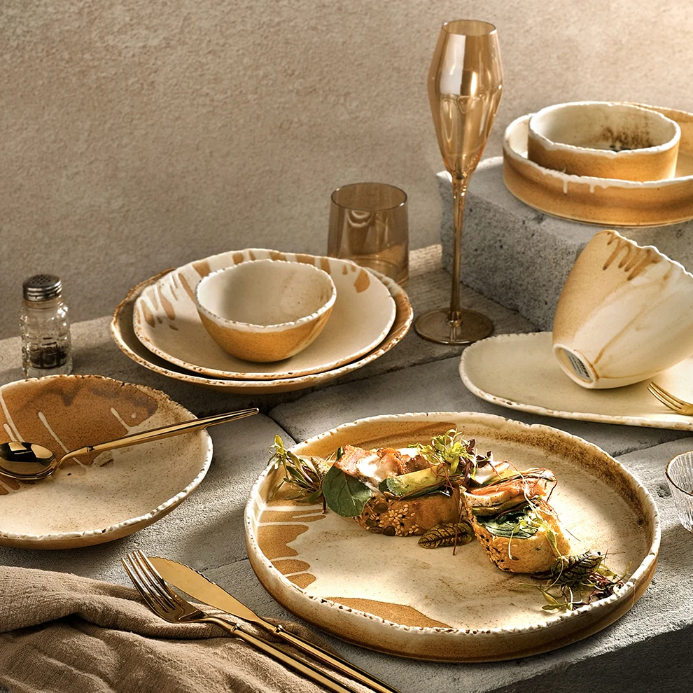 INS Decor Beige Teller Dinnerware Set Stackable Geschirrset Crokery ...