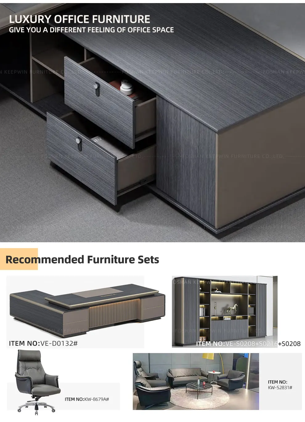 Luxury Modern Office Furniture Chairman Boss Business Computer Desk L ...