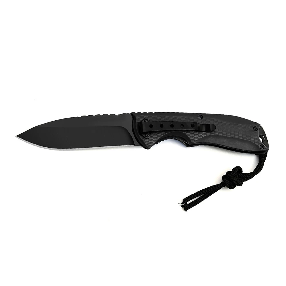 Folding Pocket Knife Black Tie Rope Camping Tactical Survival Edc ...