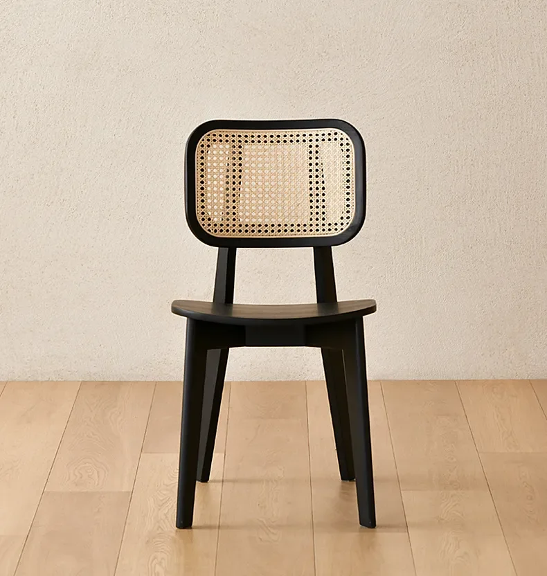 Atunus Living Room Wooden Black Rattan Chair - Modern & Stylish