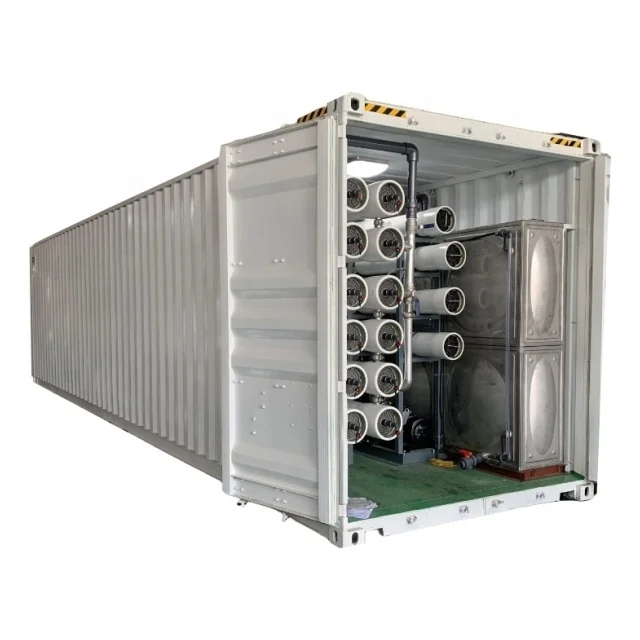 Mobile SWRO Seawater Desalination Container Salt water Purifier RO ...