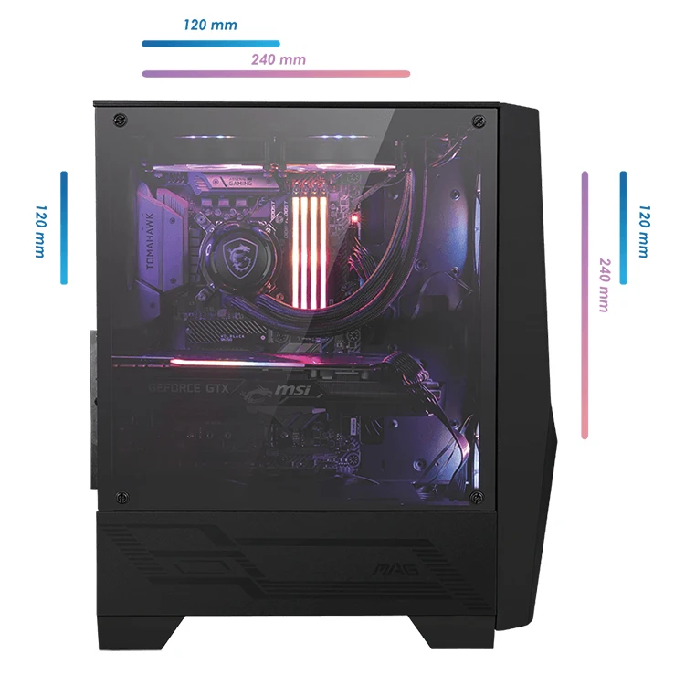 Msi Mag Forge 100r Computer Case Mid-tower Chassis Game Office Desktop ...