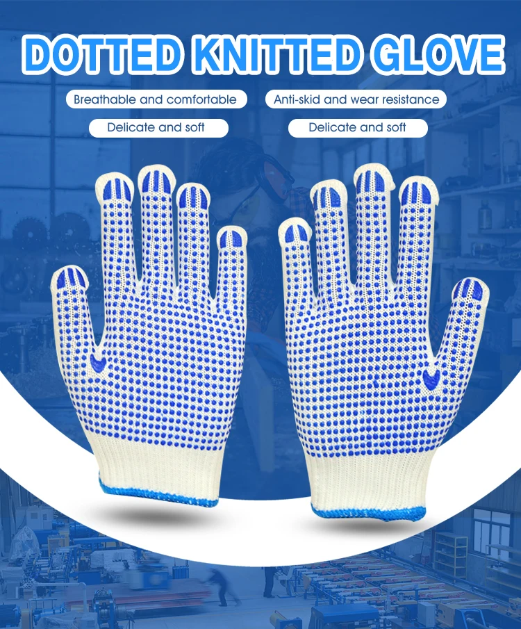 Cotton Labor Protection Industrial Pvc Dotted Work Gloves - Buy Cotton ...