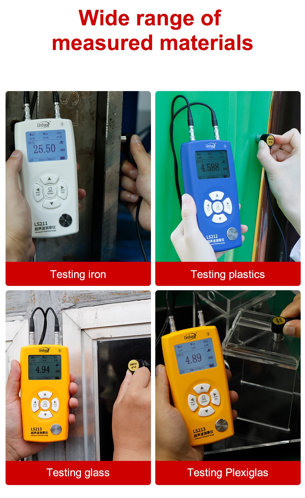 Ls213 Digital Ultrasonic Metal Thickness Gauge Meter Through Coating ...