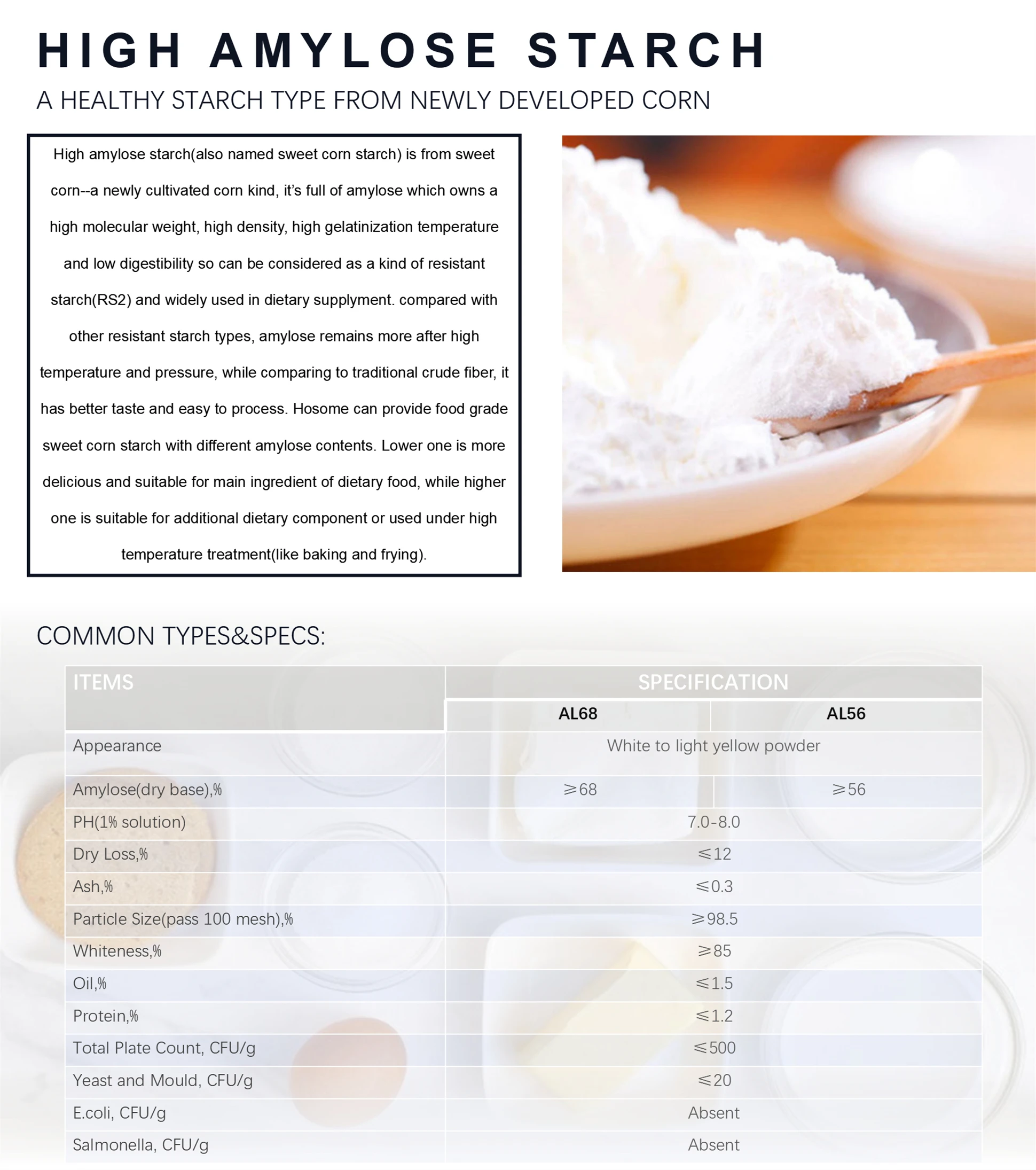 [hosome]food Grade Sweet Corn Starch/high Amylose Starch/resistant ...