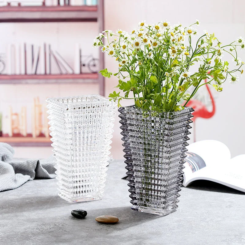 Modern Square Sparkling Crystal Glass Vase Mosaic Style Hydroponic ...