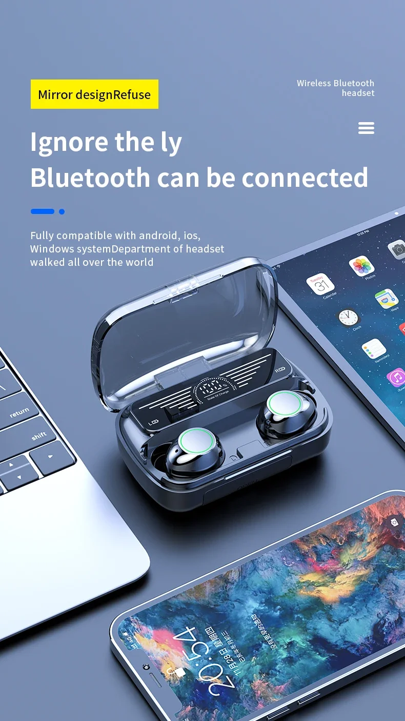 Bq10 Bt Tws In-ear Gaming Headset Smart Power Digital Display 5.3 Touch ...