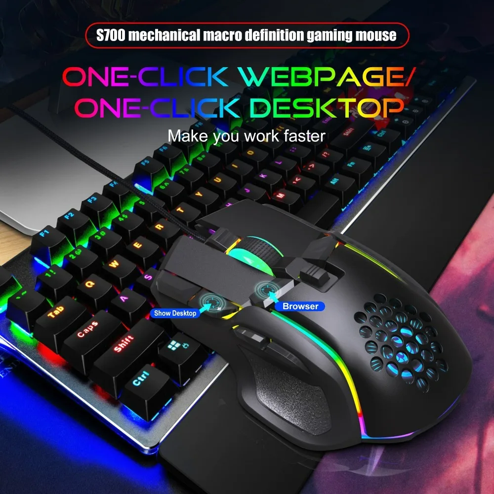 TMICE GM700 - 12800DPI RGB Gaming Mouse for Professional Gamers