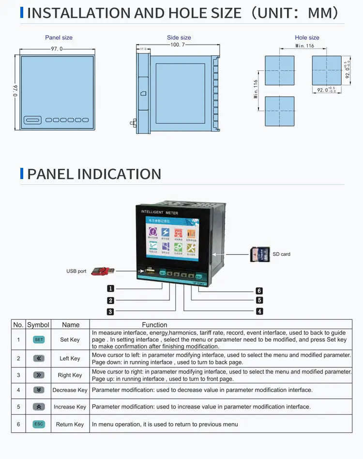 Multi-function 3 Phase Power Meter Recorder Data Logger