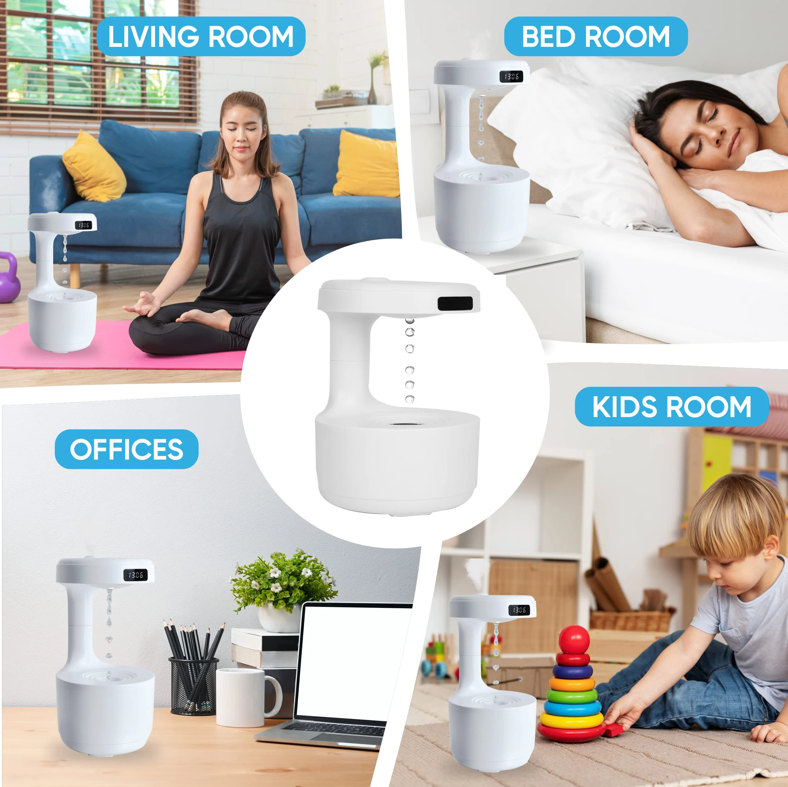 New Trends Anti Gravity Cool Mist Humidifier Water Drop Humidifier With ...