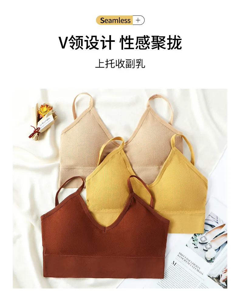 New Women Seamless Bra Set Sexy Thong Low Waist Panties Wire Free Bra Bralette Lingerie