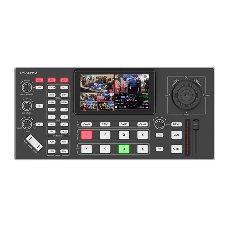 5 inch FHD LCD 4-Channels Live Streaming Video Switcher with PTZ ...