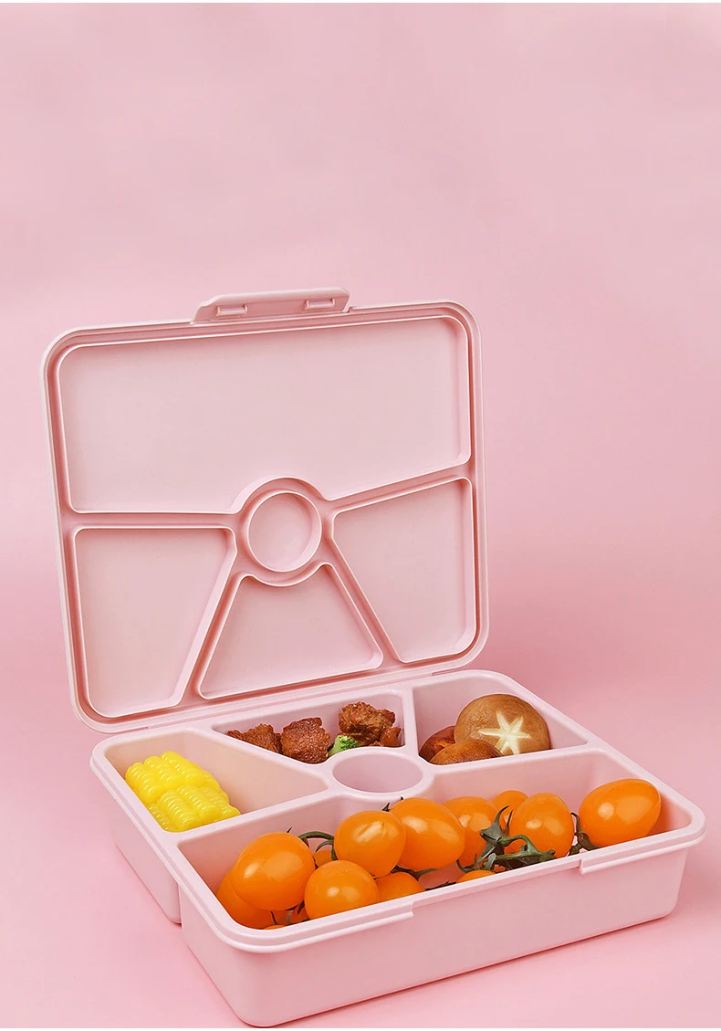 Pink Fiambrera Eco-friendly Leakproof 5 Compartment Fruit Salad Meal ...