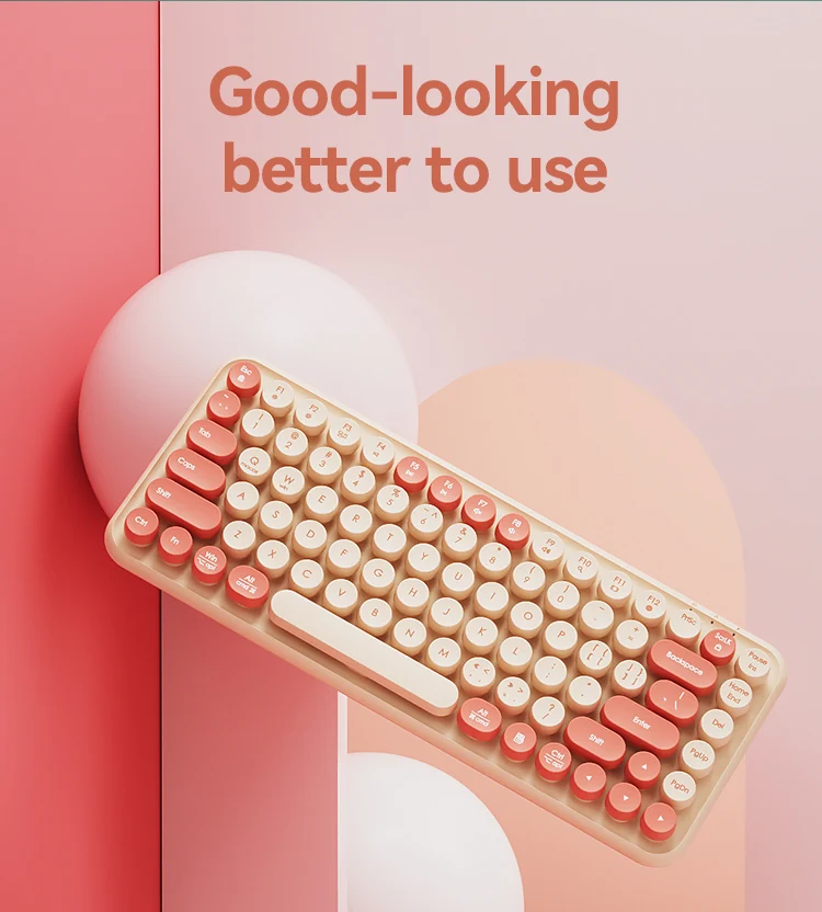 BOW Fashion 2.4G Wireless 85 Keys Punk Retro Buttons Keyboards for ...