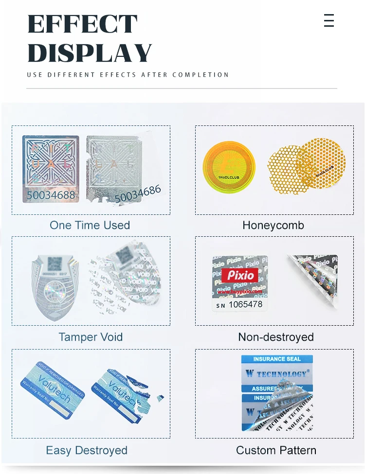 Custom Logo Vinyl Adhesive Laser Hologram Tamper Evident Void Security ...