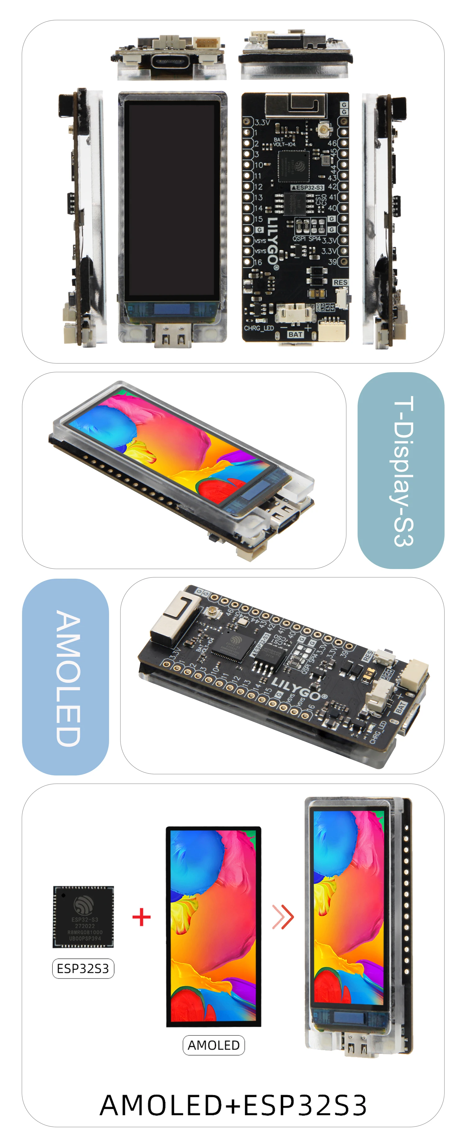 LILYGO T-Display-S3 AMOLED - ESP32-S3 Development Board