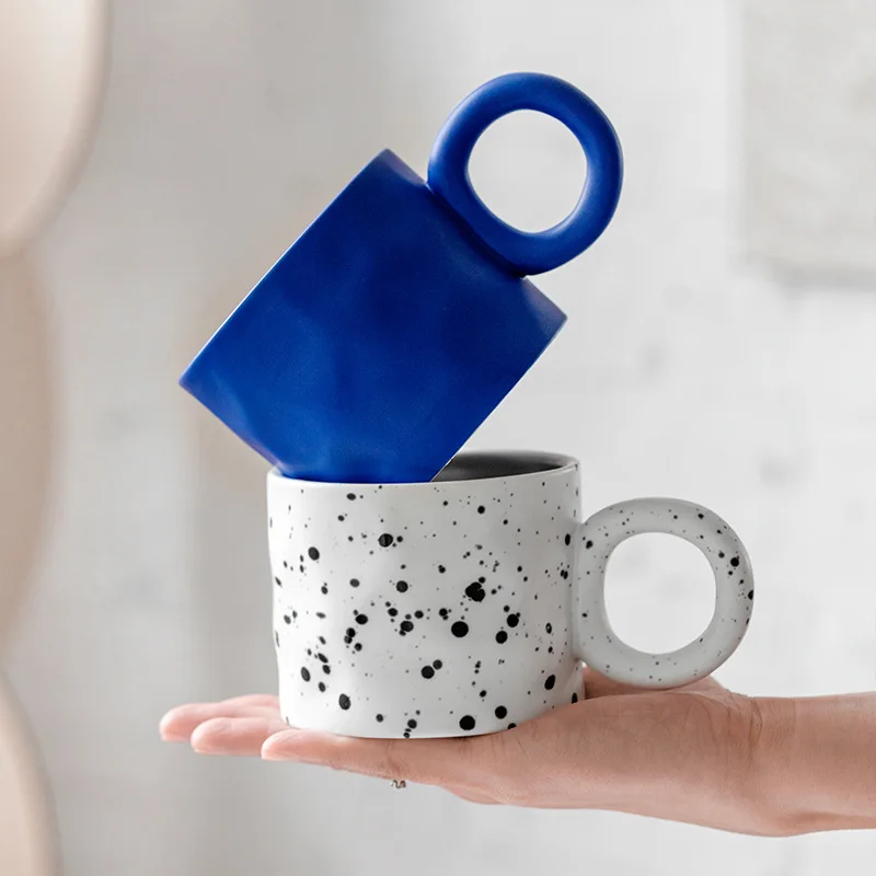 Ins Japanese-style Hand-kneaded Irregular Mug Cute Household Klein Milk ...