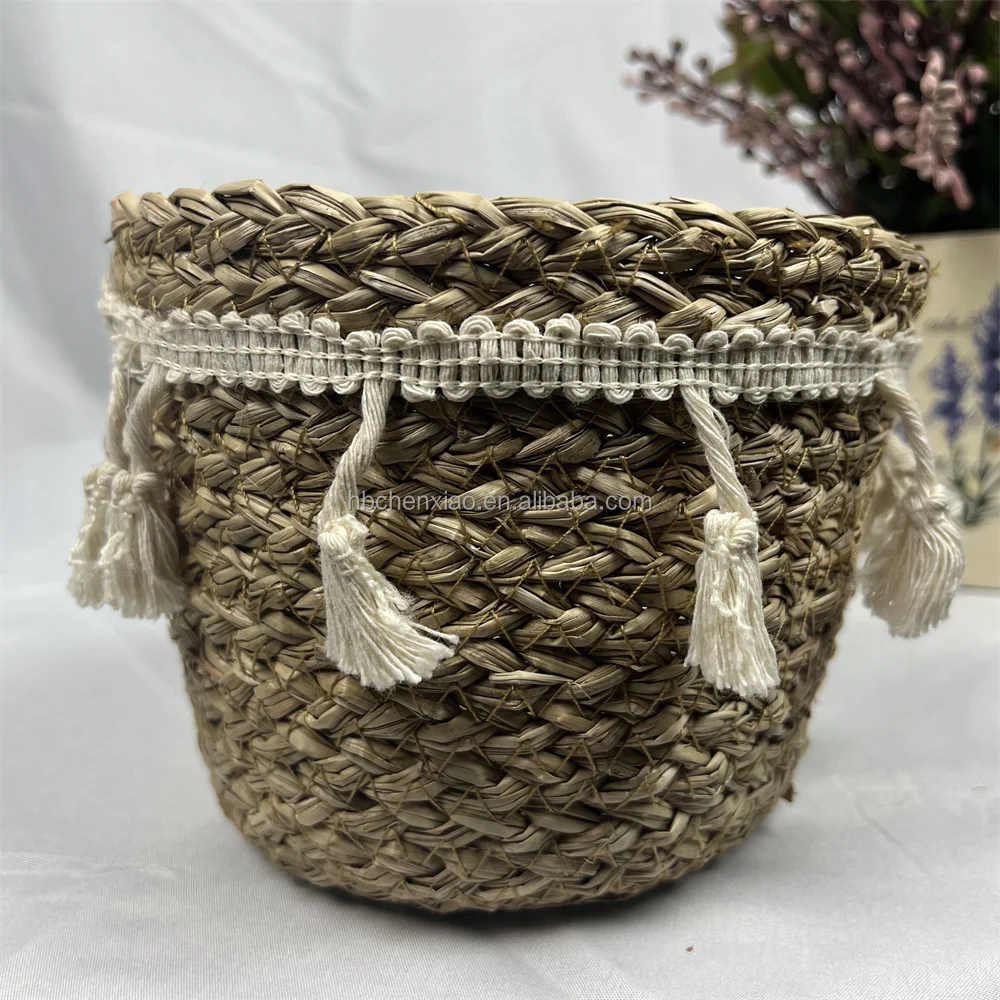 Customized Rattan Cane Storage Baskets With White Tassels Homes ...