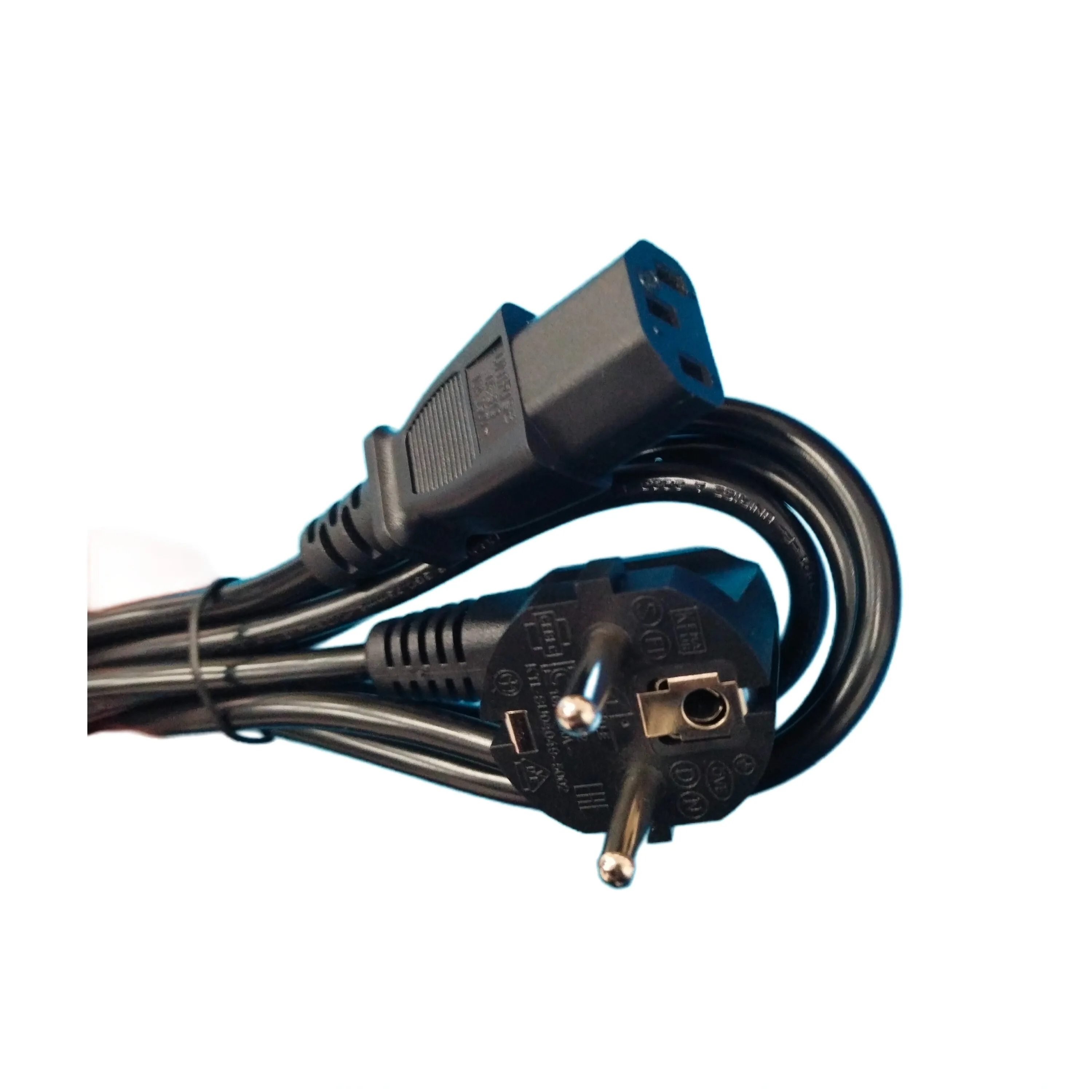 CE 2 Pin Type F Plug With 1.5M 3*0.75mm² H03VV-F PVC Cable C13 ...
