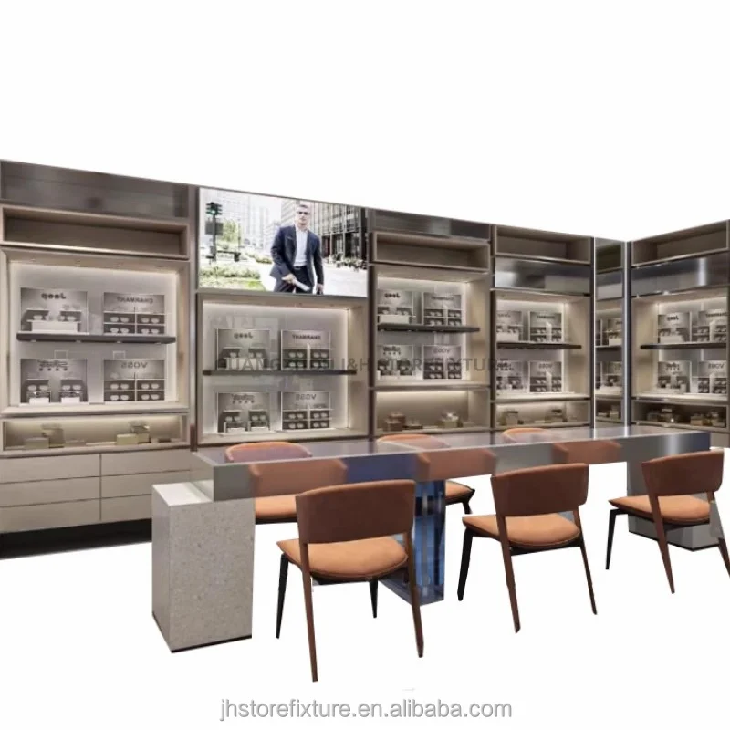 Professional 3d Interior Design For Glasses Display Shelves With Light ...