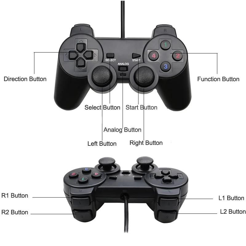 USB Wired Game Controller - Bilgisayar Joystick for PC