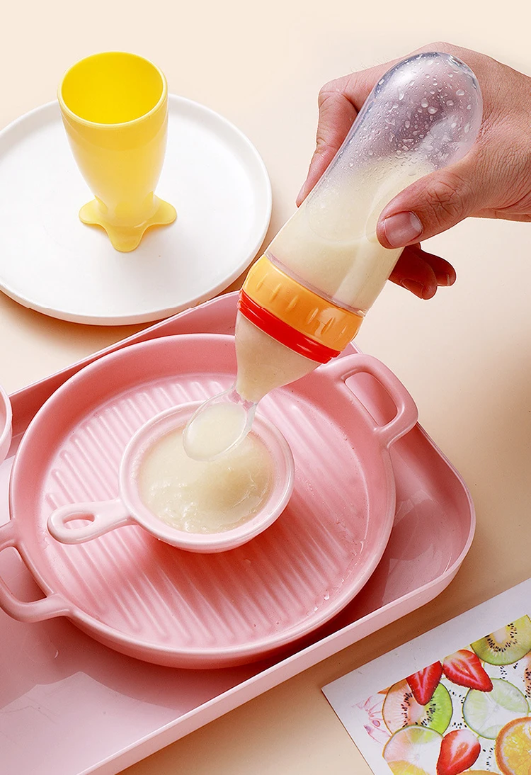 90ml Free Food Grade Feeder Silicone Rice Paste Squeeze Baby Feeding ...