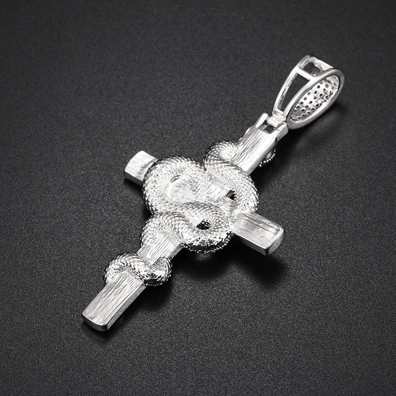 Luxury Gold Plated Brass Snake Entanglement Cross Pendant