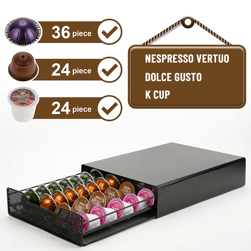 Metal Nespresso Vertuo Coffee Pods Holder Rack - 30-45 Pods Capacity, OEM