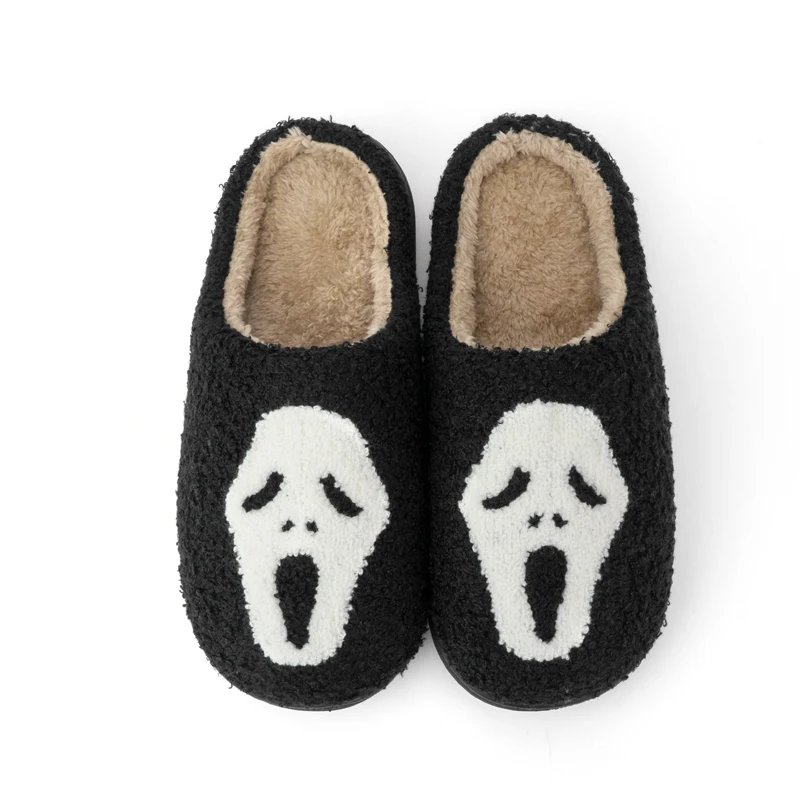 Halloween Jack O Lantern Pumpkin Plush Slide Slippers House Horror Pink ...