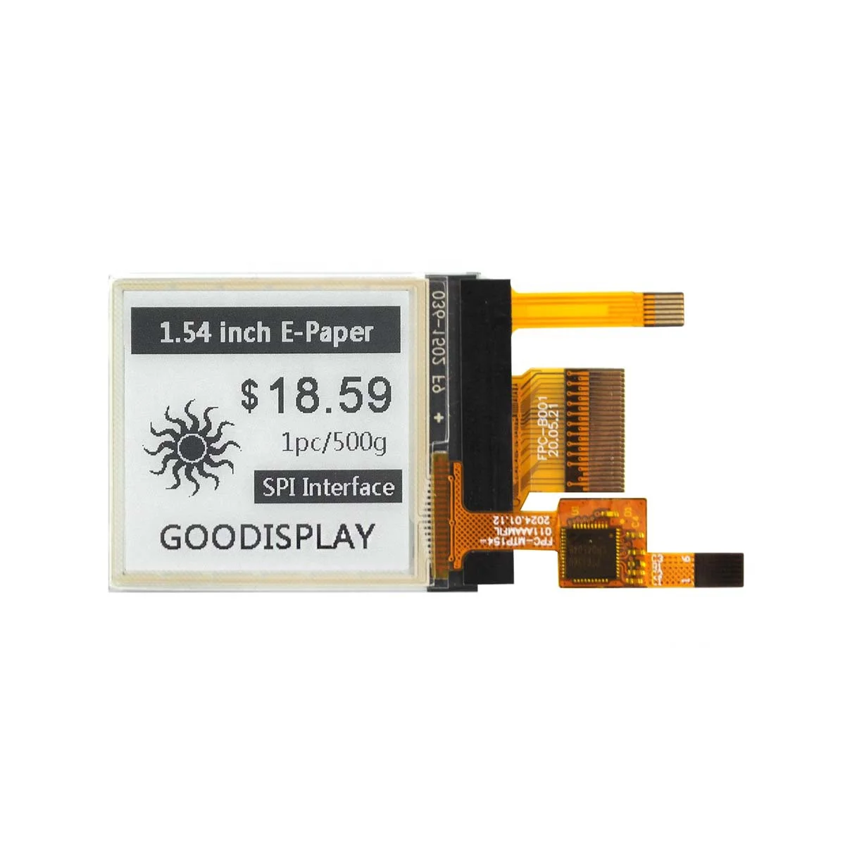 Front Light With Touch Screen Panel 1.54 Inch E-paper Display 200x200 Resolution Support Partial ...