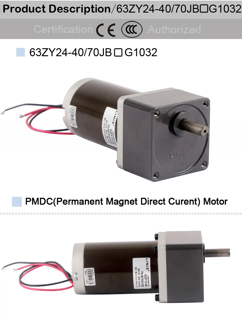 LINIX 24V 40W DC Gear Motor - Efficient Electric Vehicle Brush Motor