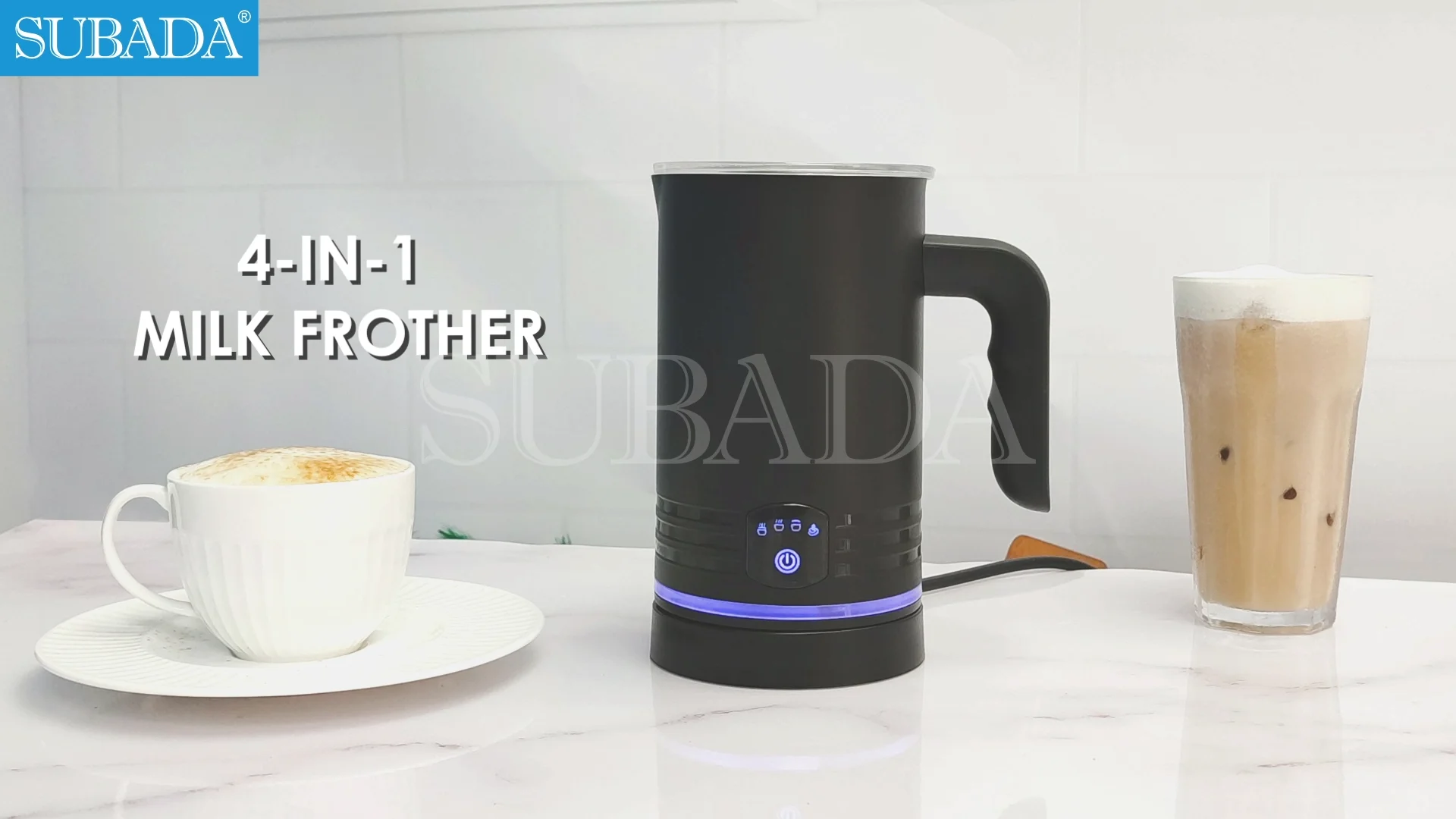 4-in-1 New Milk Foamer&steamer With Led Lights For Coffee Latte Hot ...