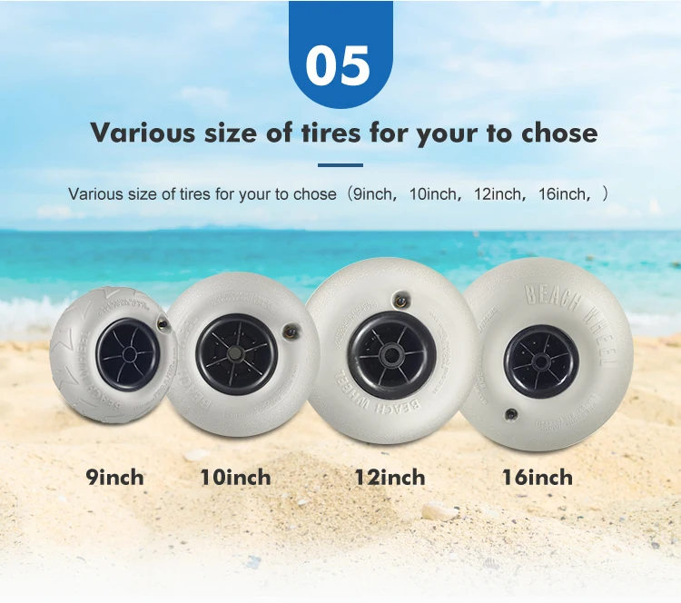 16 Inch Black PVC Beach Wheelchair Buggy with Inflatable Tires ...