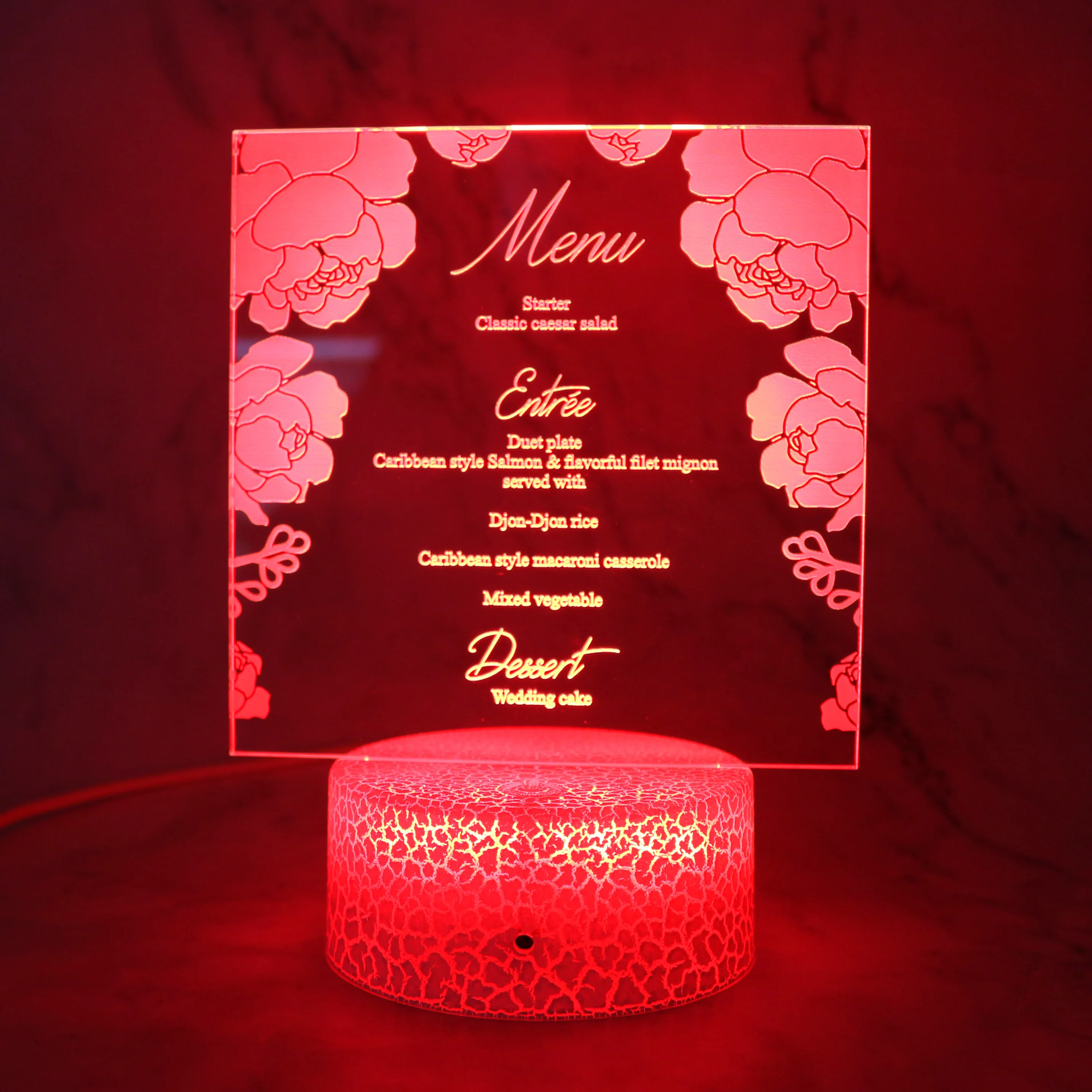 Acrylic LED Light Wedding Invitation Card - Custom Design, Rechargeable ...