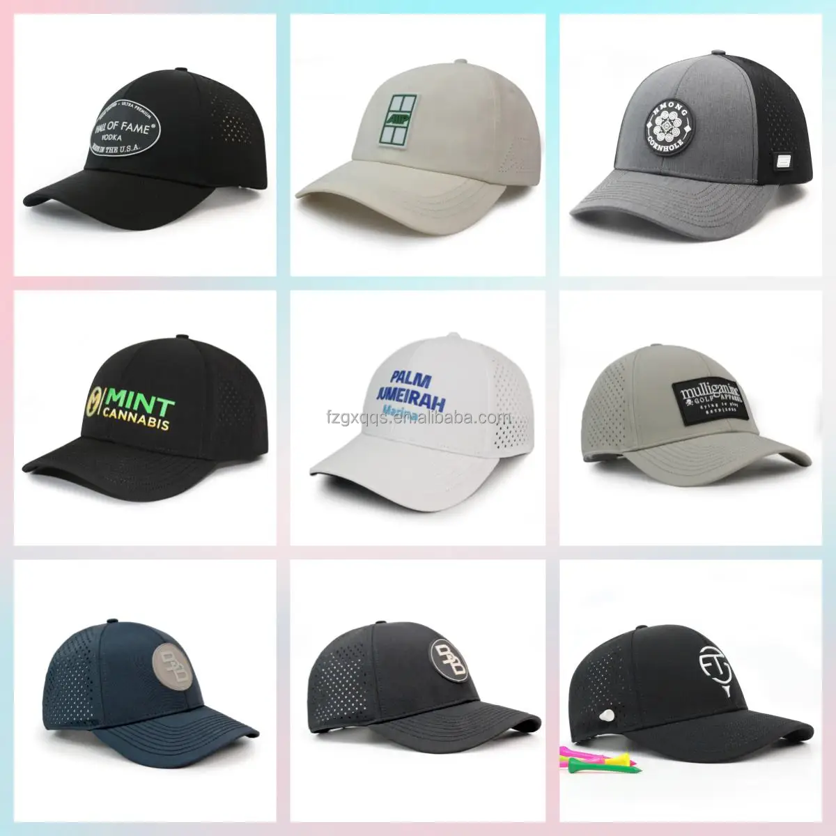 HS40 Custom Design Your Own Rubber Patch Logo 6 Panel Men Women Running ...