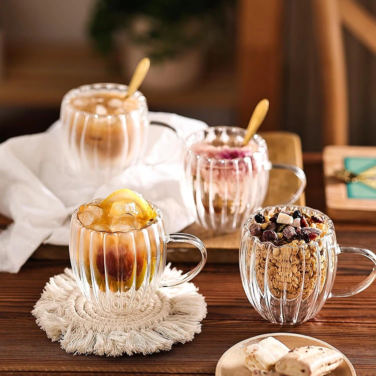 250ml 350ml Borosilicate Glass Cup Double Wall Coffee Glass Mugs With Handle - Buy Coffee Glass ...