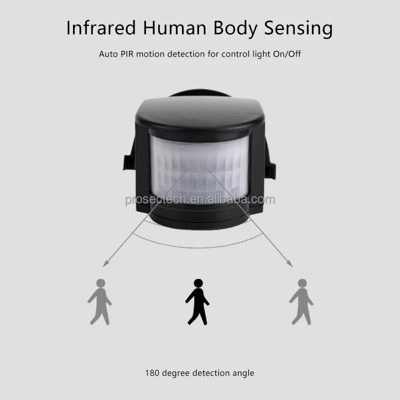 180 Degree Wide Angle 12m Detection Range PIR Light Sensor Switch Human ...