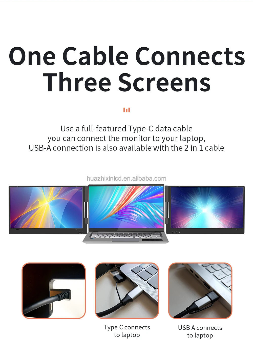 Wholesale Dual Triple Display FHD Screen 14 Inch Laptop Monitor