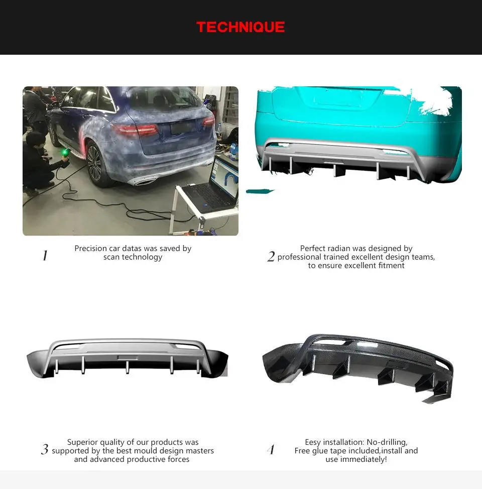 Carbon Fiber Rear Diffuser For Tesla Model X 75d 90d P90d 100d P100d ...